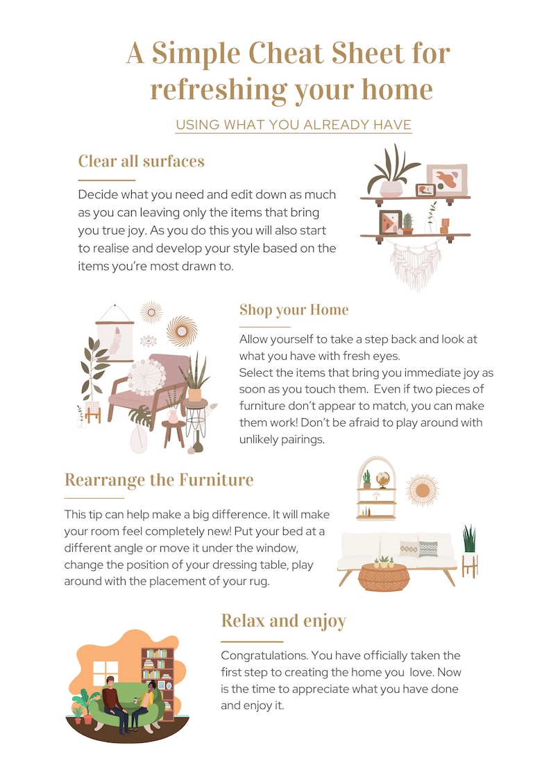 Home and Living Makeover Checklist_home Decor_room Decor_new Home - Etsy