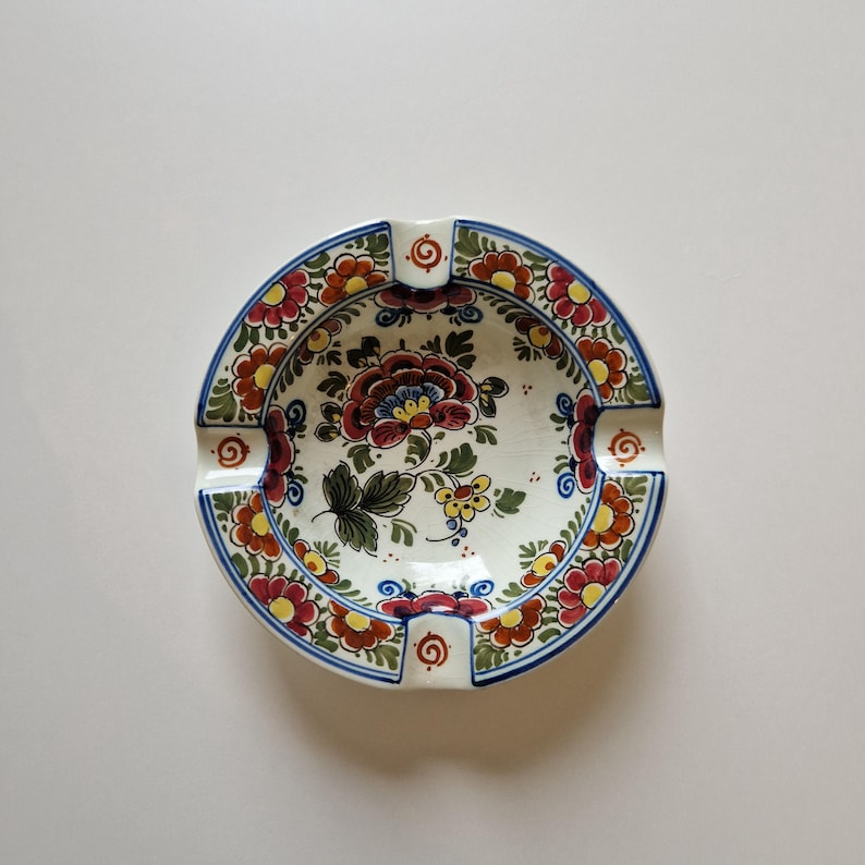 Vintage Ceramic Ashtray Delfts Pauw, Handpainted Made in Delft Holland ...