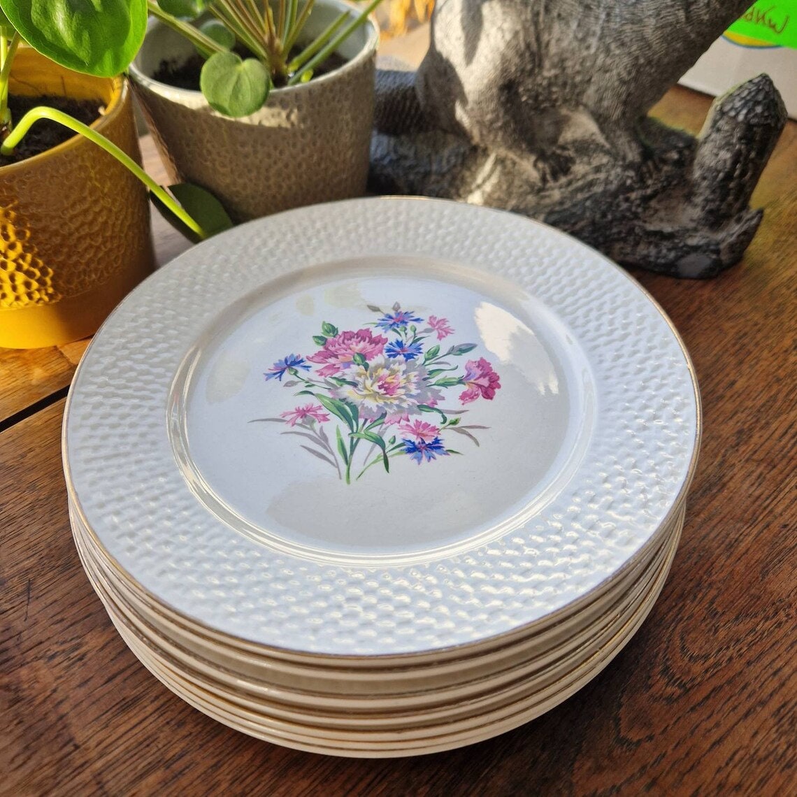Antique French Mid Century Plates Flower Pattern Vintage Plate - Etsy