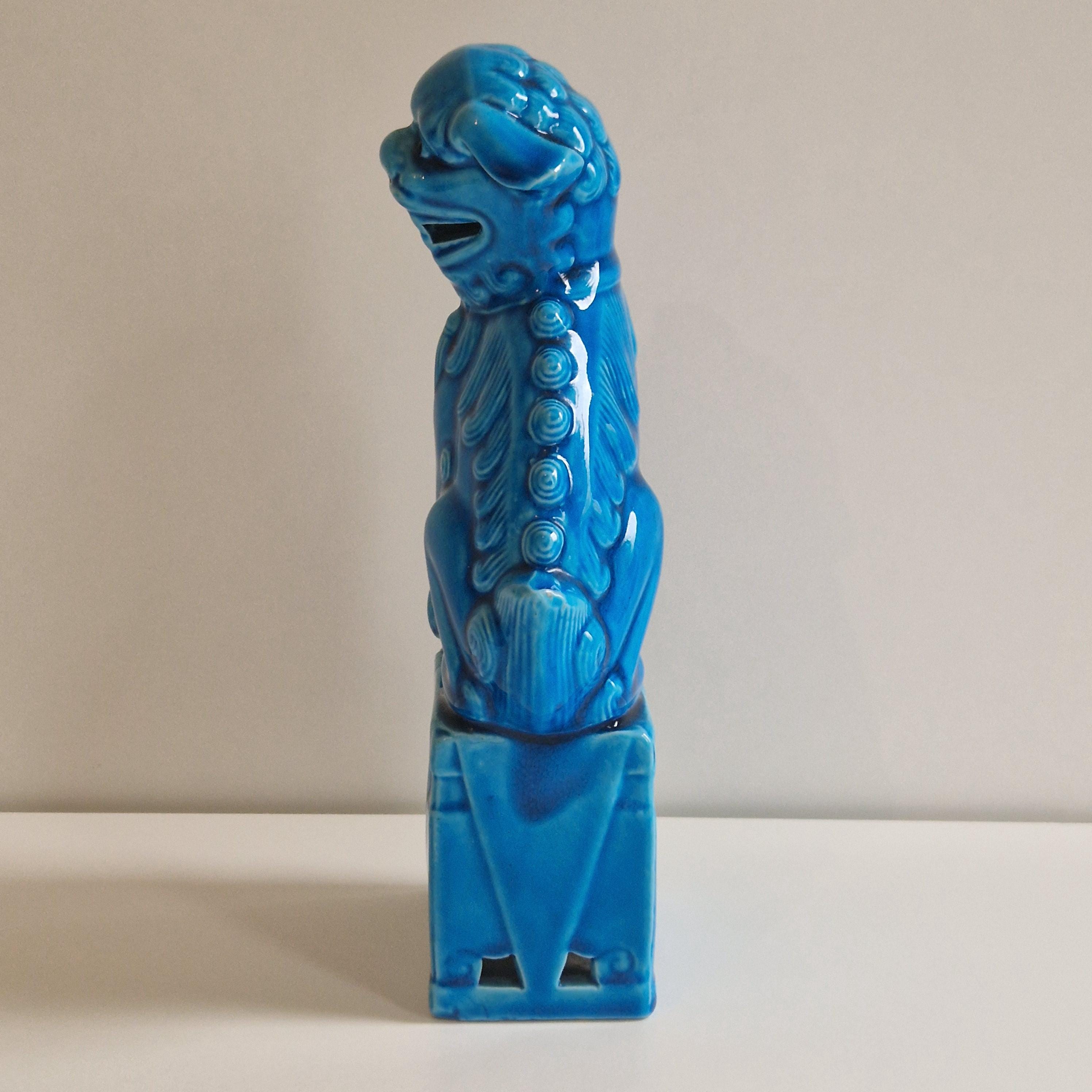 Vintage Chinese Foo Dog, Chinese Lion, Gift Mom, Blue Cute Porcelain ...