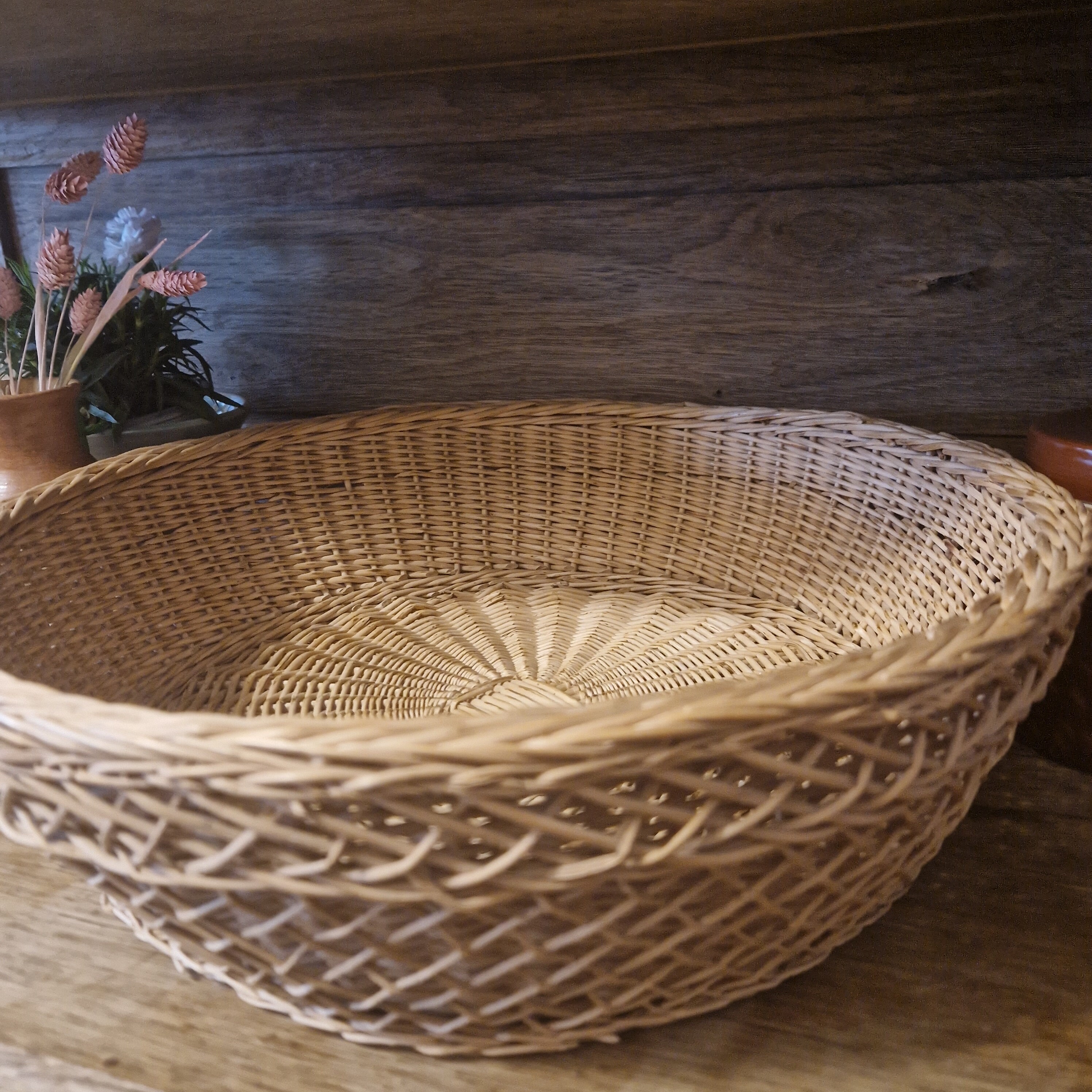 French Vintage Farmhouse Basket, Double Woven Vintage Basket, Rustic ...