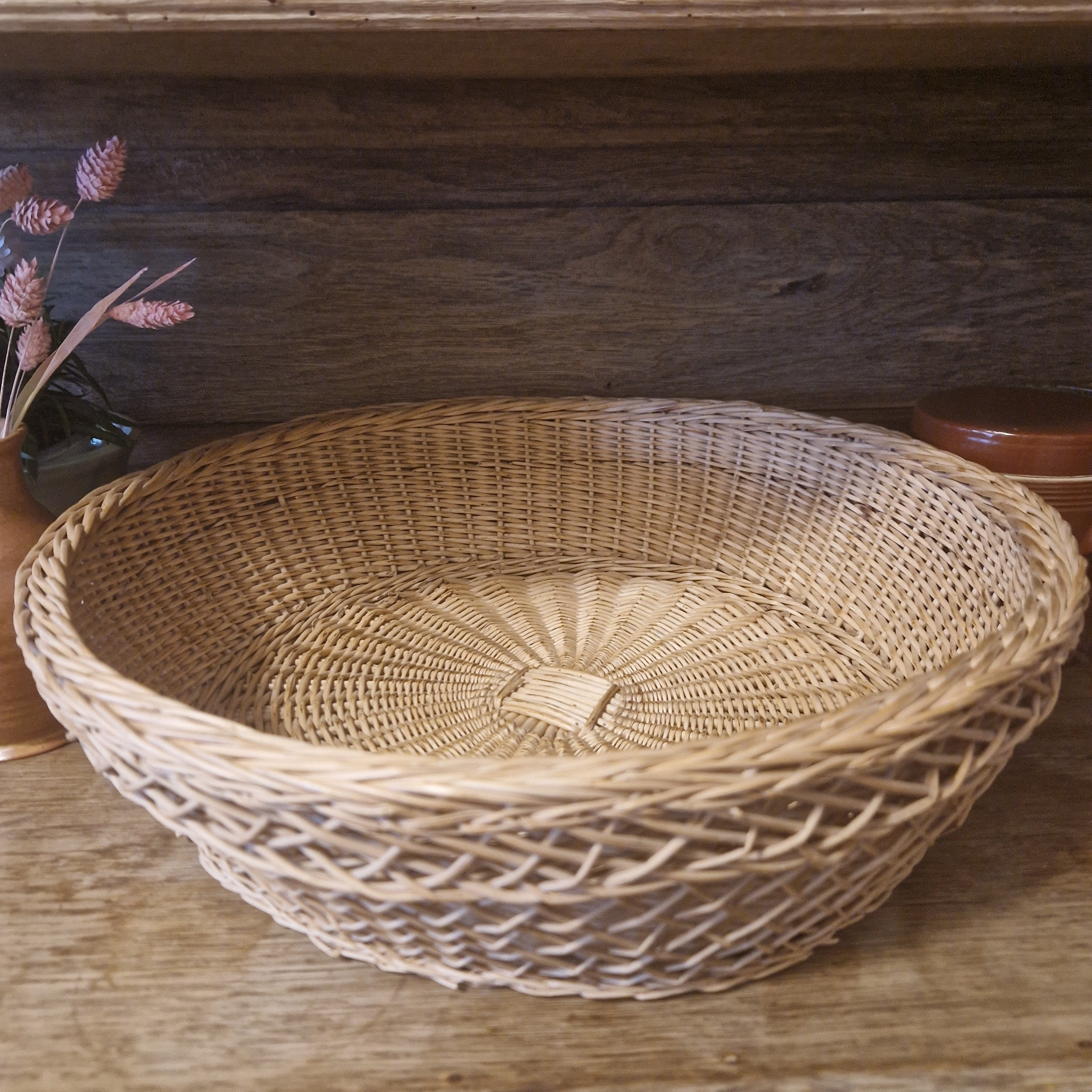 French Vintage Farmhouse Basket, Double Woven Vintage Basket, Rustic ...
