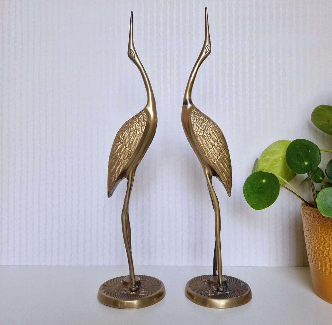Crane Bird Figurines Couple, Brass Bird Figures Pair, New Home Gift - Etsy