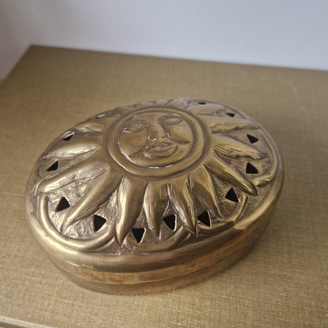 Vintage Brass Sun Box, Celestial Jewelry Trinket Dish, 70s Decor - Etsy