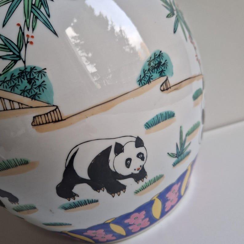 Vintage Panda Jar, Chinese Ginger, Large Unique Vase, Hand Crafted Pot ...