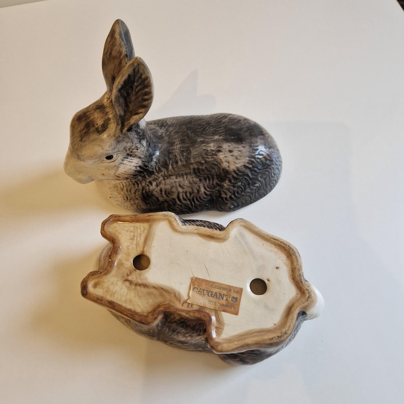 Majolica Rabbit Tureen Cougant, Bunny Kitchen Decoration, Antique Pate ...