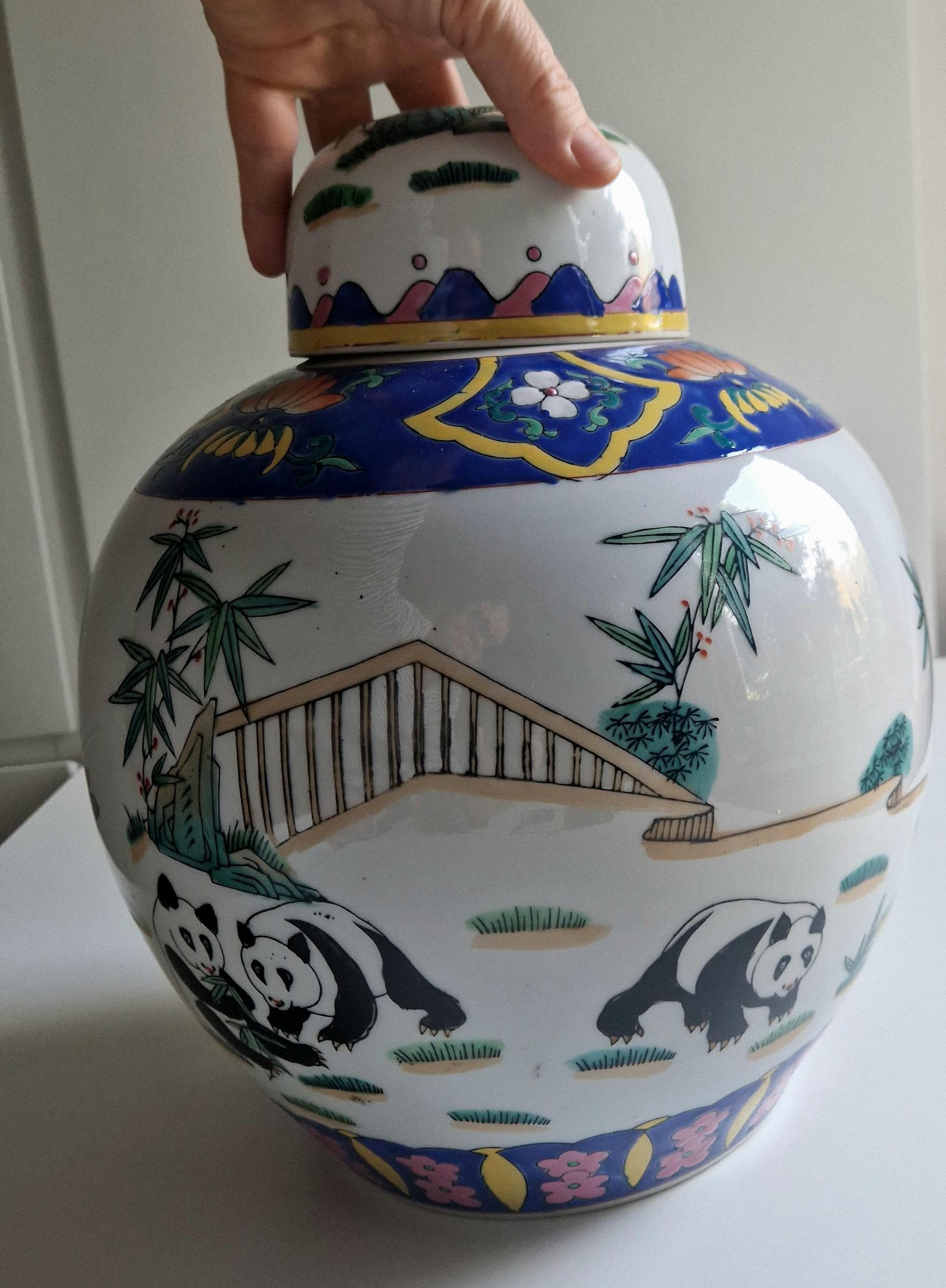 Vintage Panda Jar, Chinese Ginger, Large Unique Vase, Hand Crafted Pot ...