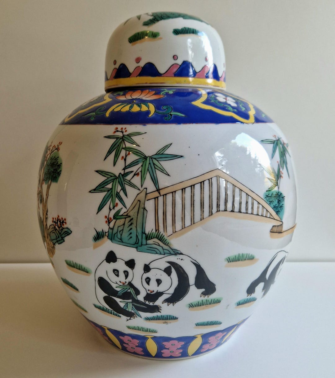Vintage Panda Jar, Chinese Ginger, Large Unique Vase, Hand Crafted Pot ...