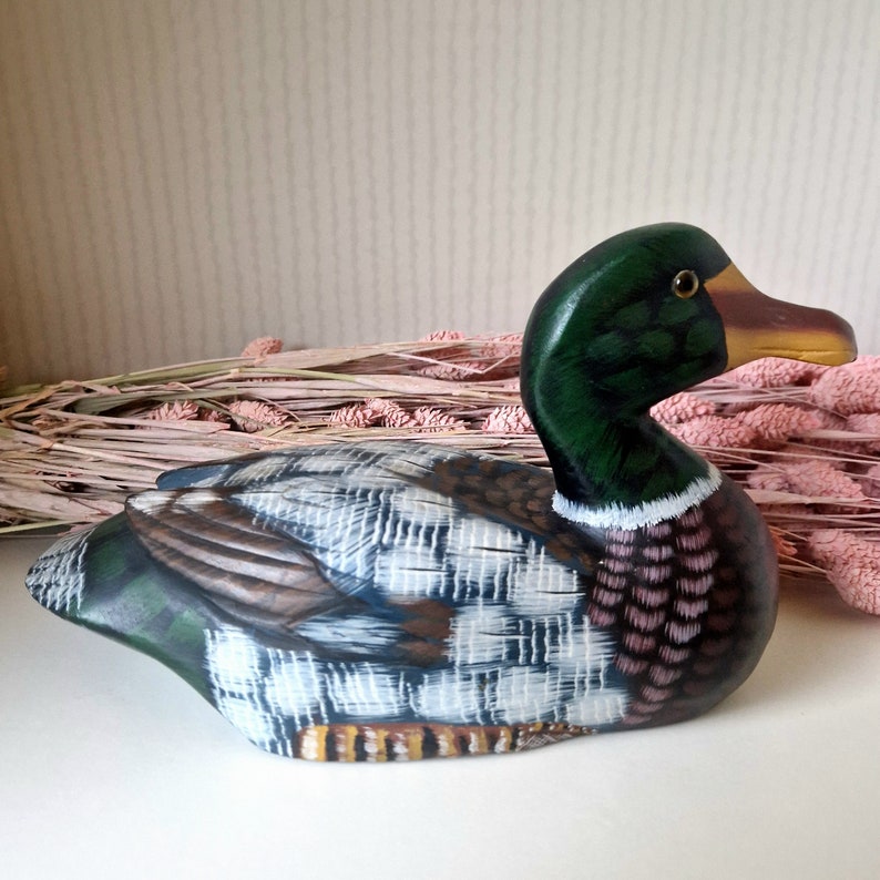 Wooden Duck Figurine , Vintage Wooden Animal, Mid Century Duck, Cutie ...