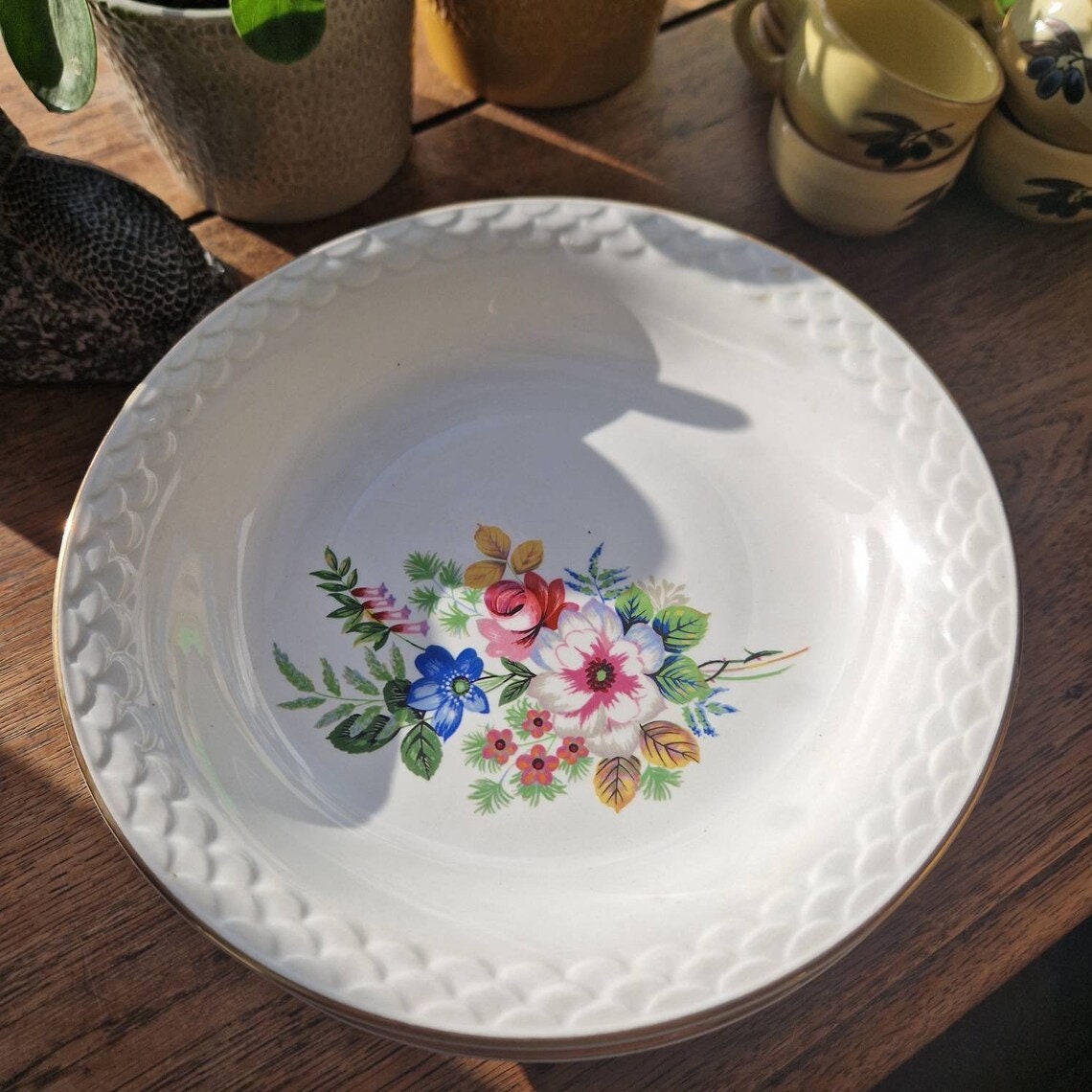 French Vintage Plates Farmhouse Kitchen Antique French Digoin ...