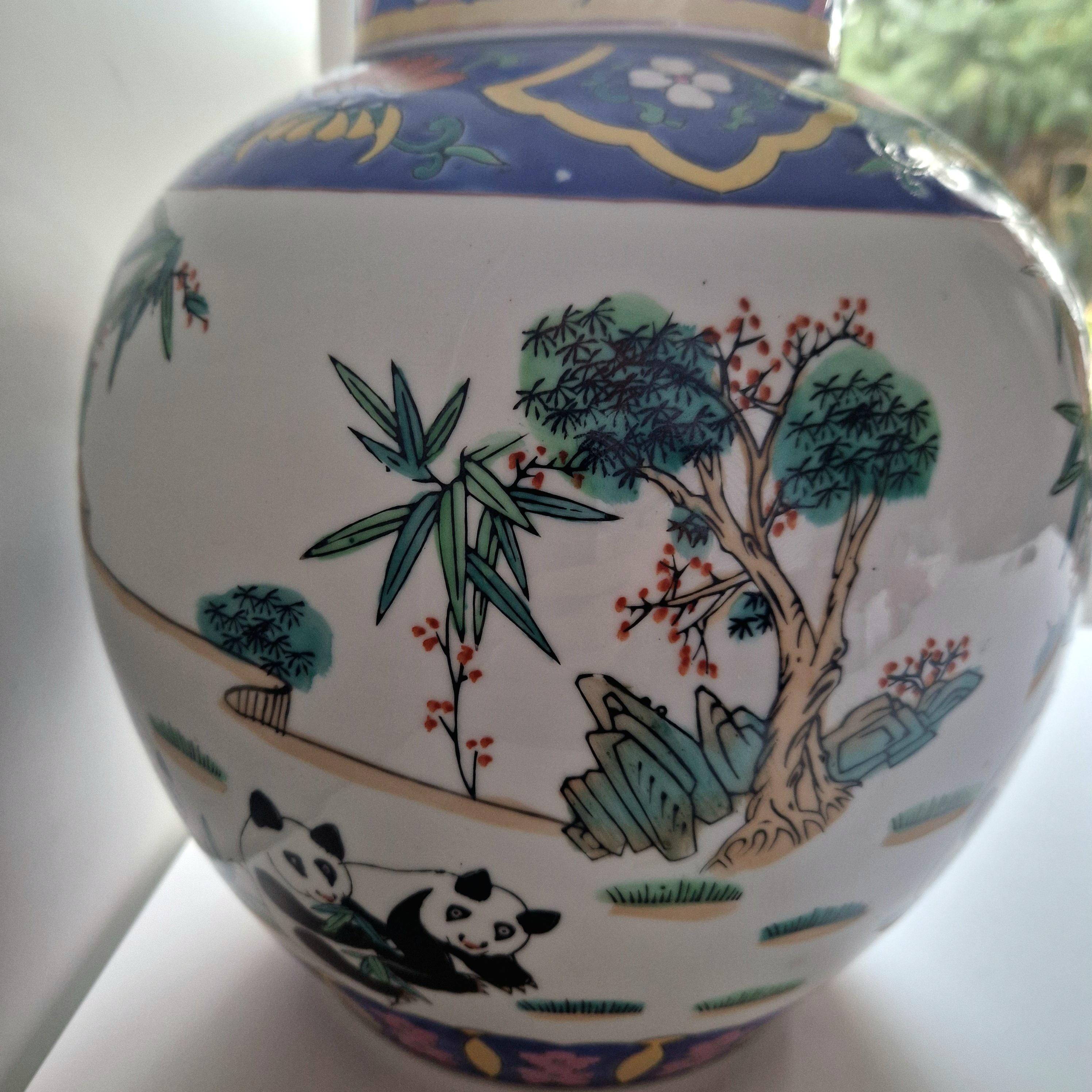 Vintage Panda Jar, Chinese Ginger, Large Unique Vase, Hand Crafted Pot ...