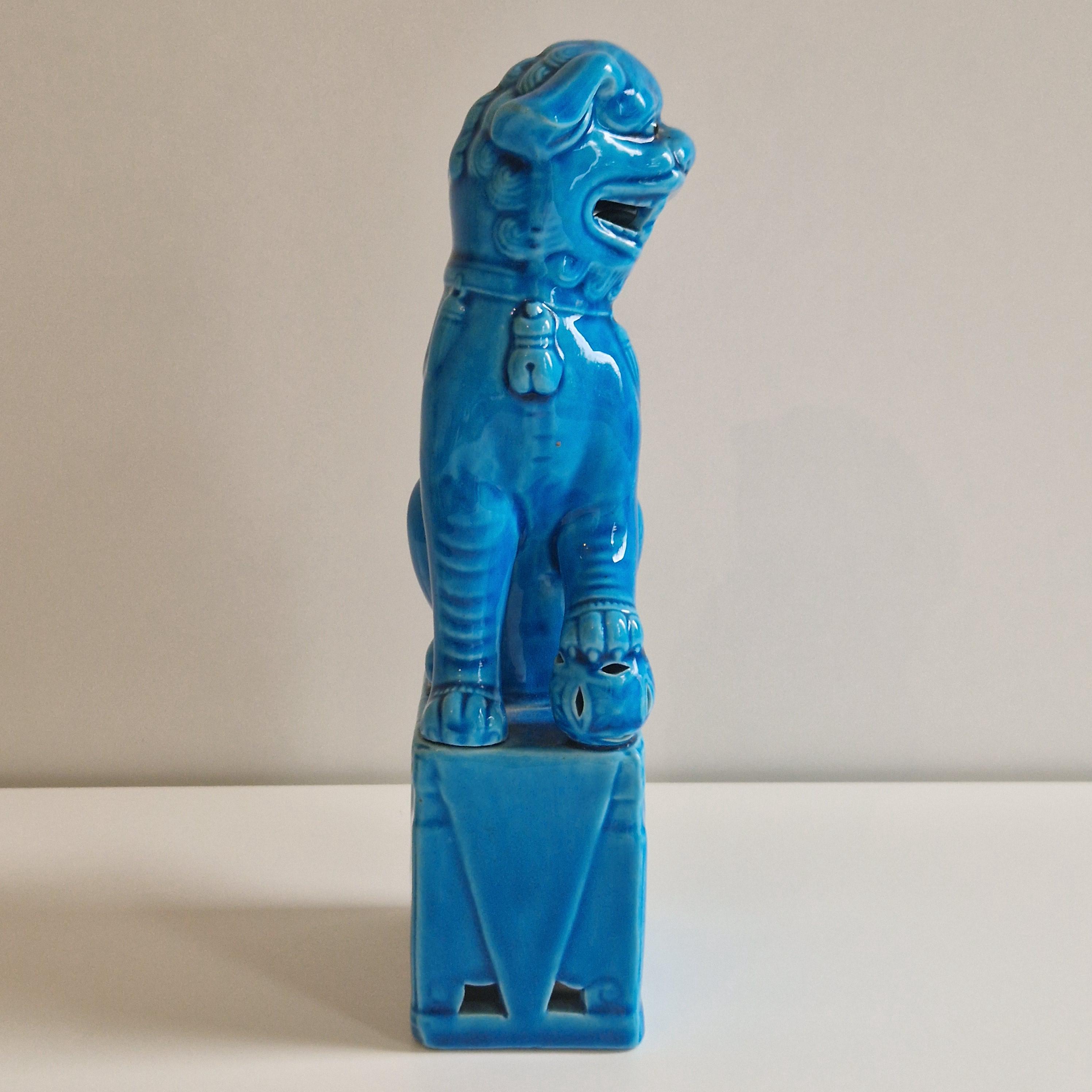 Vintage Chinese Foo Dog, Chinese Lion, Gift Mom, Blue Cute Porcelain ...