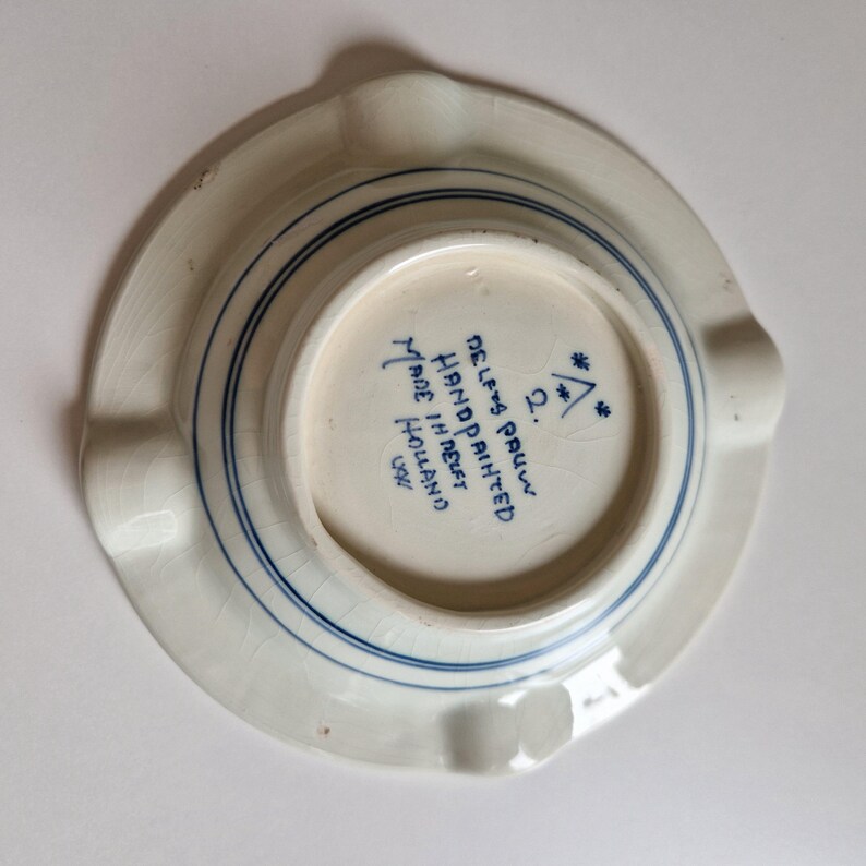 Vintage Ceramic Ashtray Delfts Pauw, Handpainted Made in Delft Holland ...