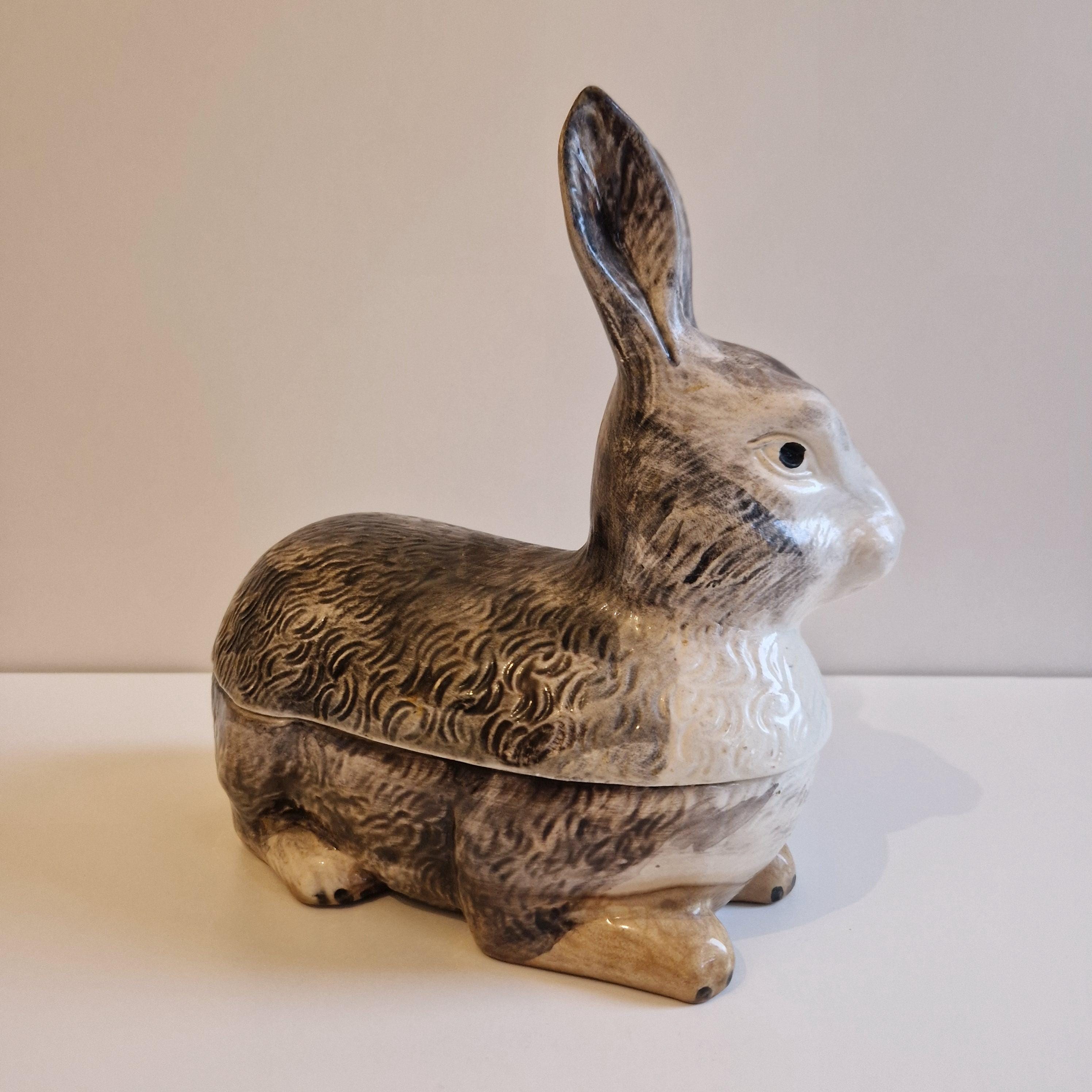Majolica Rabbit Tureen Cougant, Bunny Kitchen Decoration, Antique Pate ...