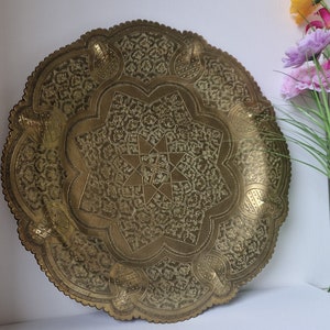Antique Brass Tray, Vintage Handmade Tray Decorated, Vintage French ...
