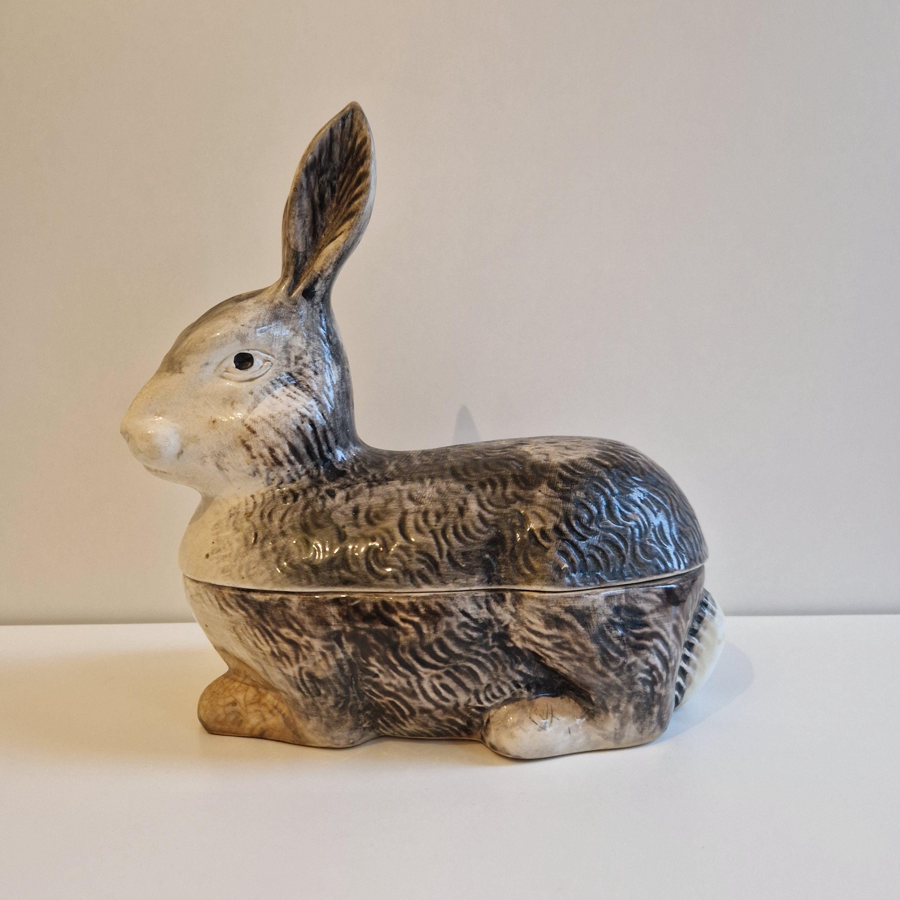 Majolica Rabbit Tureen Cougant, Bunny Kitchen Decoration, Antique Pate ...