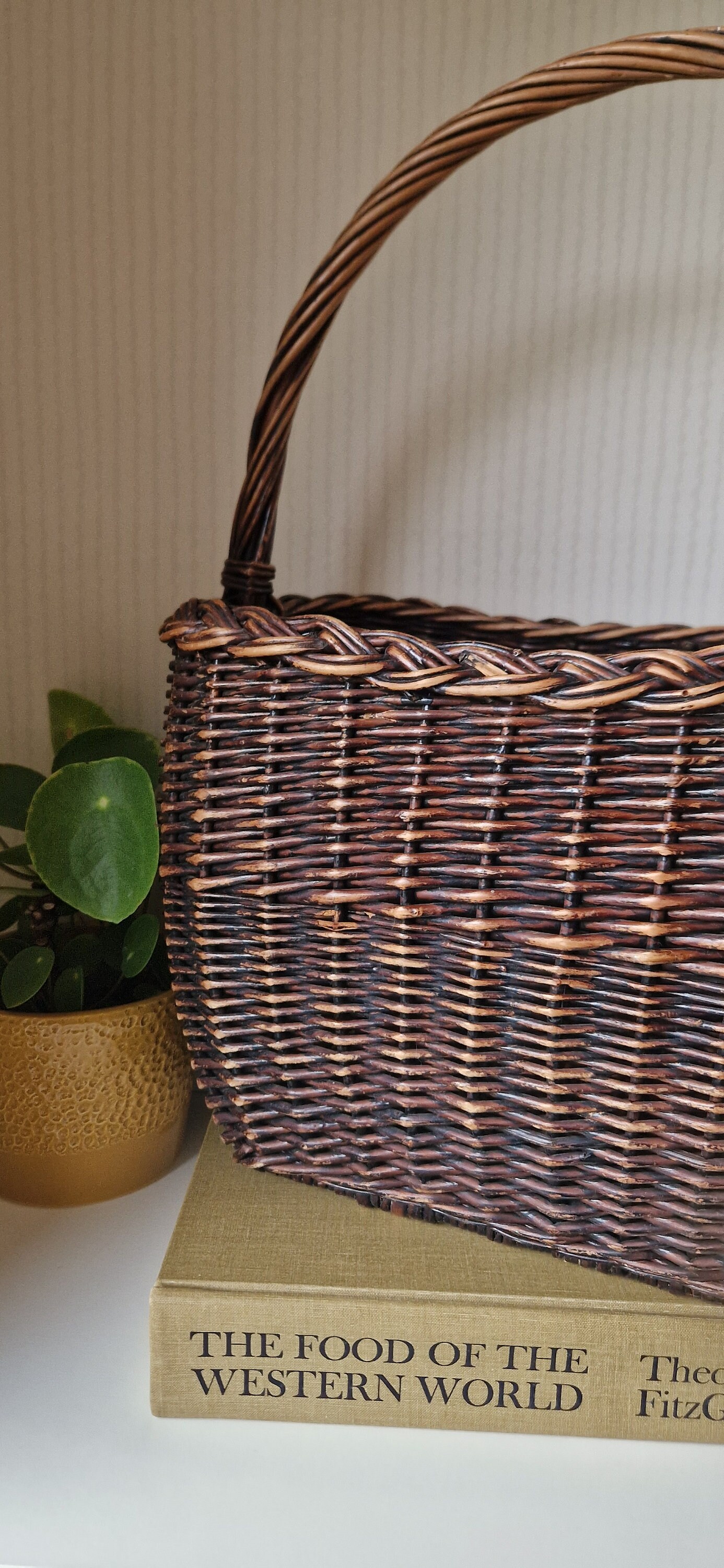 French Brocante Country Basket, Vintage Basket, Rustic Harvest Basket ...