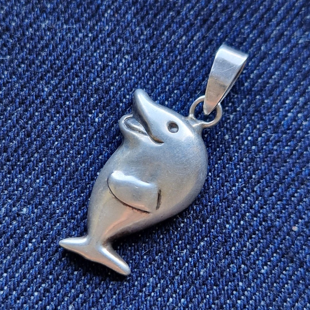 Vintage Sterling Silver Handmade Dolphin Pendant, 925 Stamped Charm - Etsy