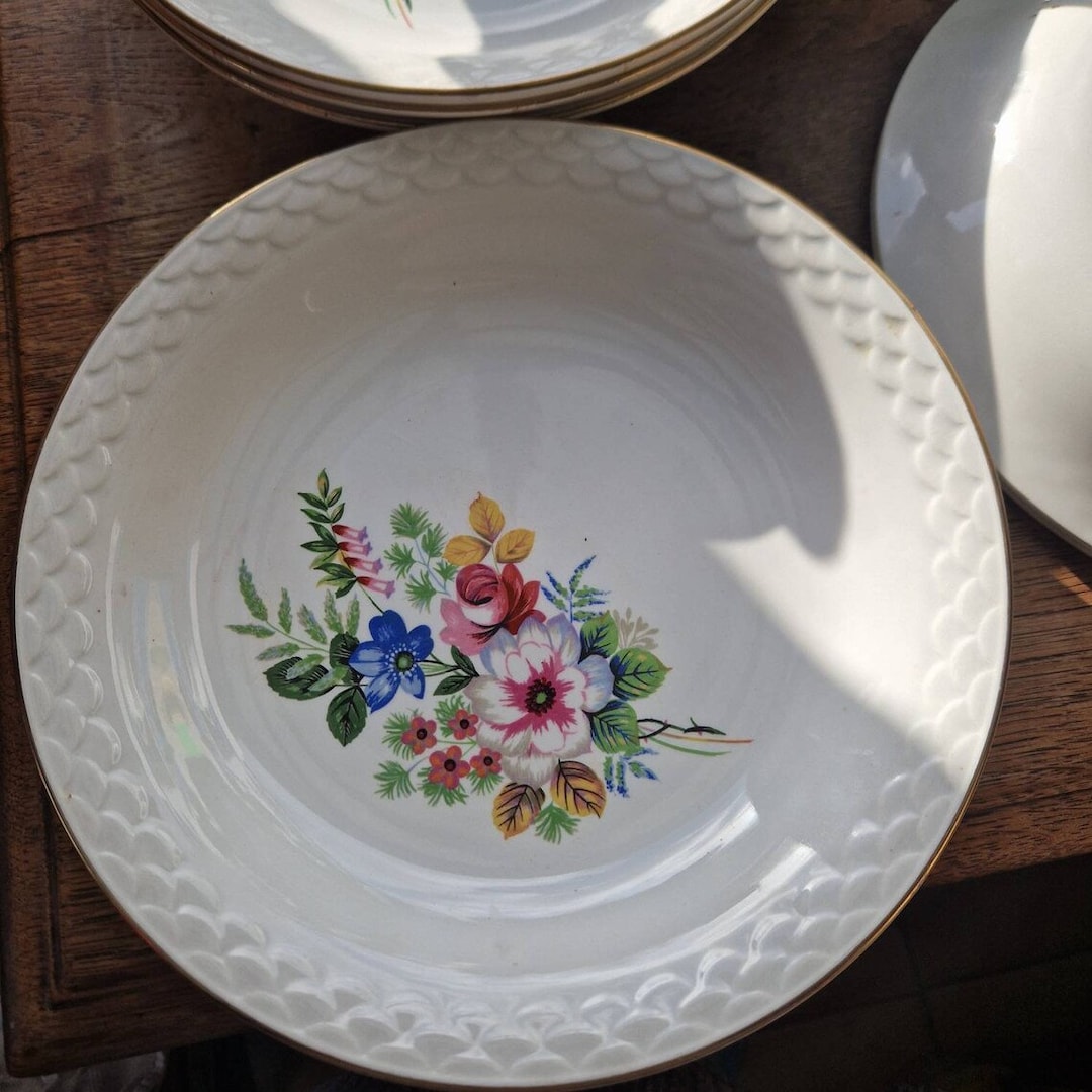 French Vintage Plates Farmhouse Kitchen Antique French Digoin ...