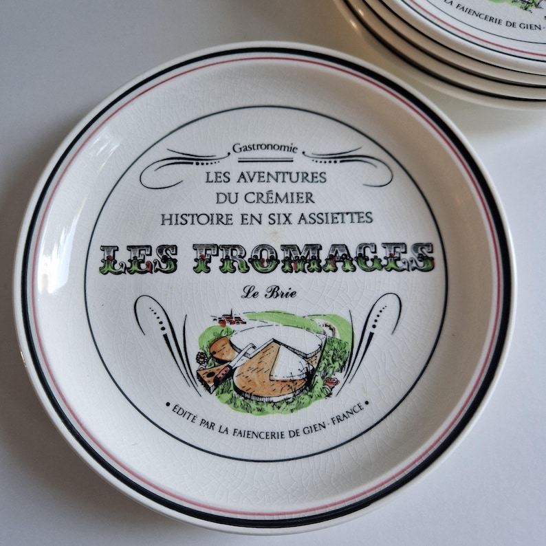 French Vintage Cheese Plates 6 Pcs Gien Farmhouse Kitchen, Antique ...