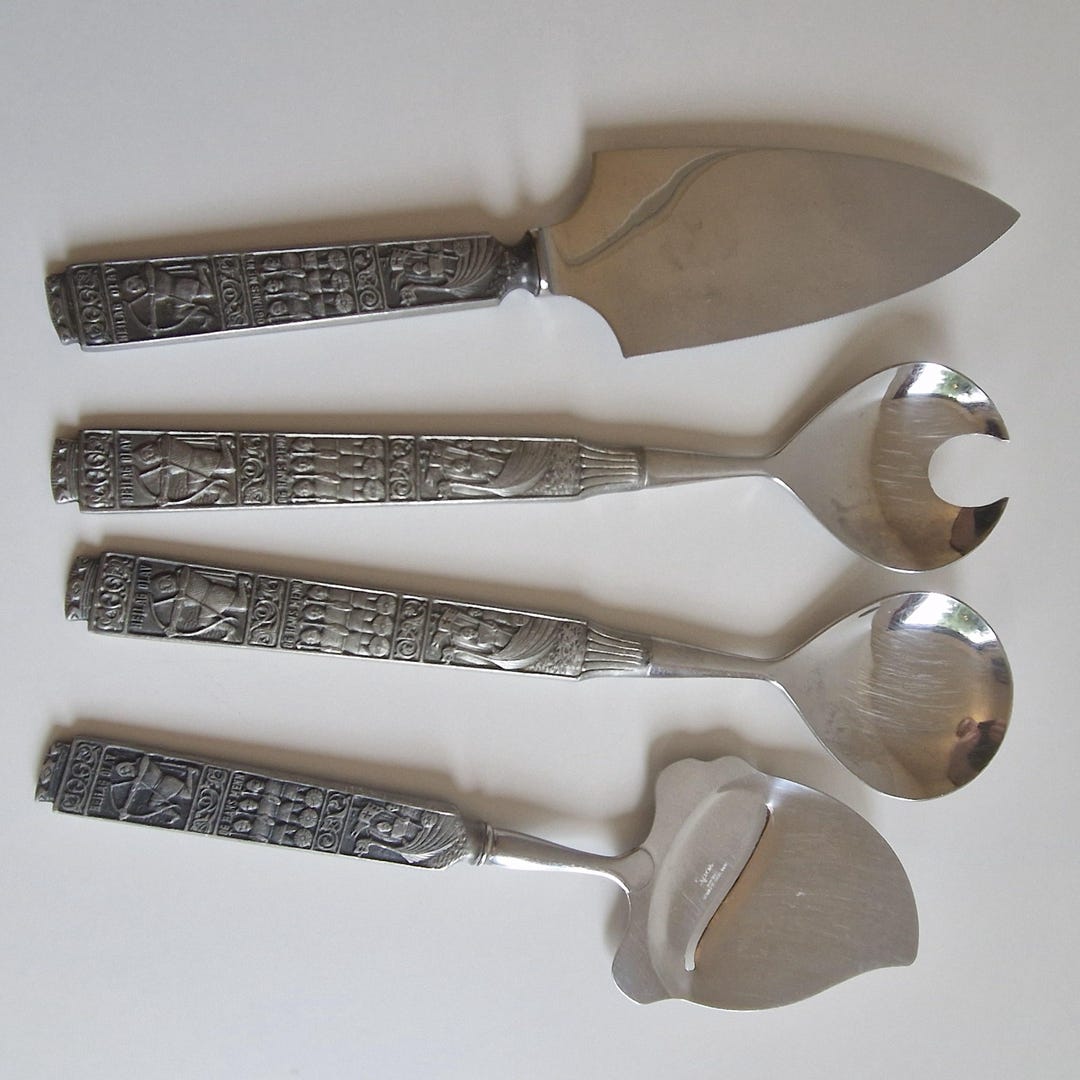 Norway Silver Vintage 1970 Salad Serving Viking Motifs Heilag Olav ...