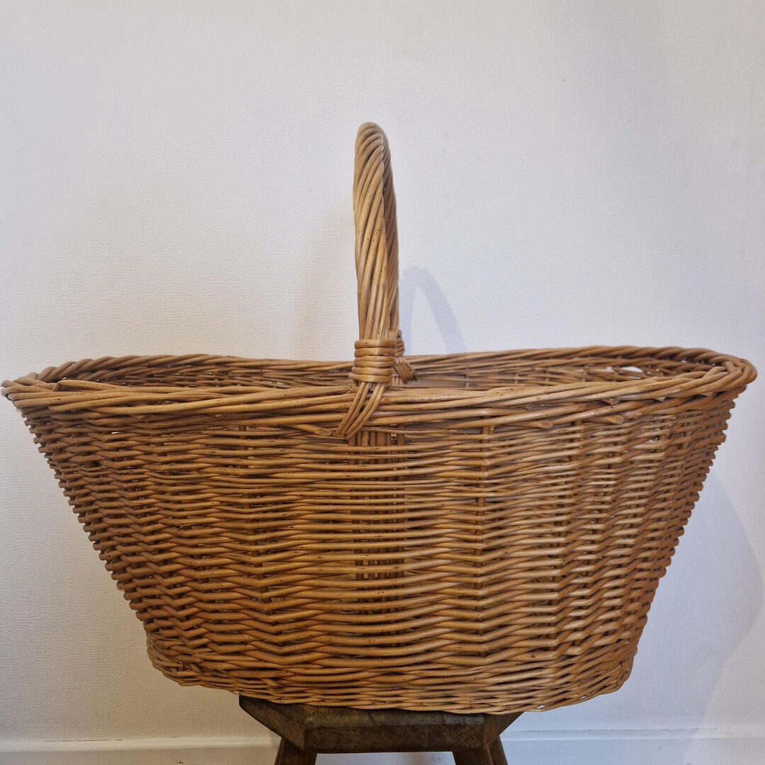 Antique Large Country Basket, Vintage Basket, Rustic Harvest Basket ...
