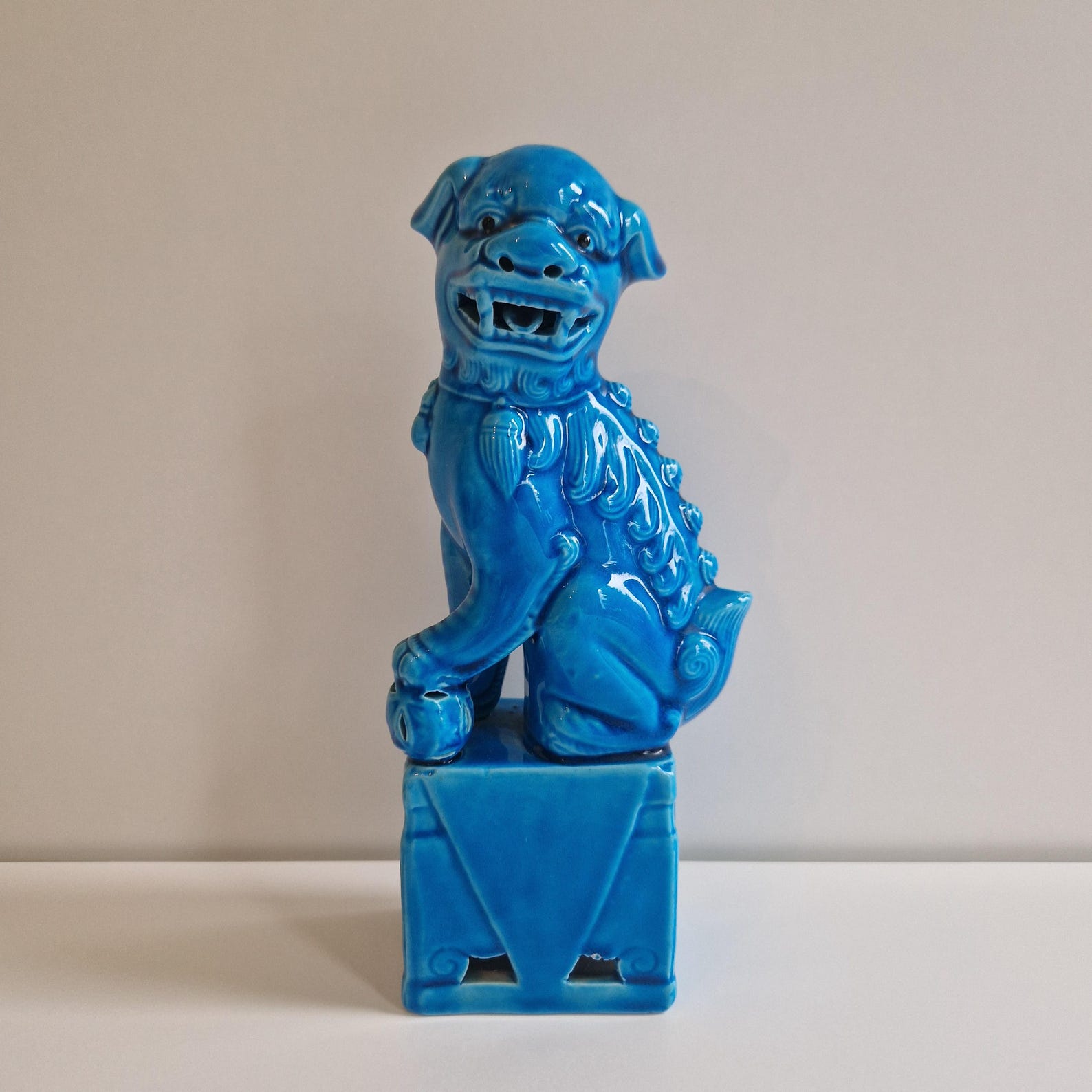 Vintage Chinese Foo Dog, Chinese Lion, Gift Mom, Blue Cute Porcelain ...
