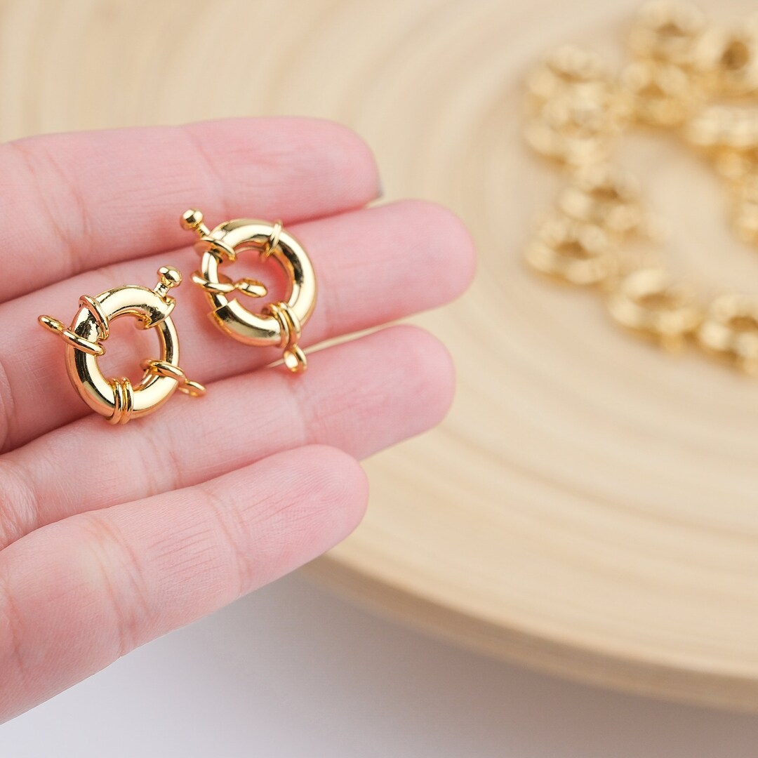 Round Spring Clasp, Nautical Clasp, Wheel Buckle, Golden Sailor Clasp ...