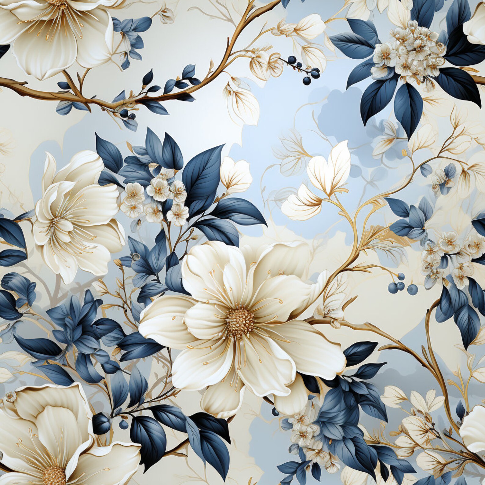 Seamless Pattern Blue and White - Etsy