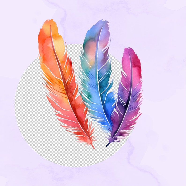 Watercolor Feathers Clipart - Colorful Feather Commercial Use, Scrapbook, PNG - Etsy