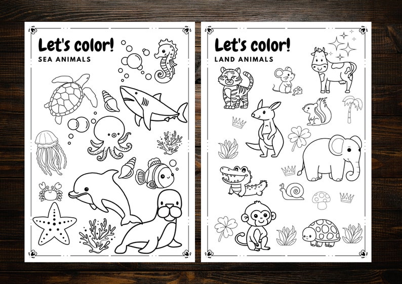 10 Printable Themed Coloring Pages Including Animals, Plants and ...