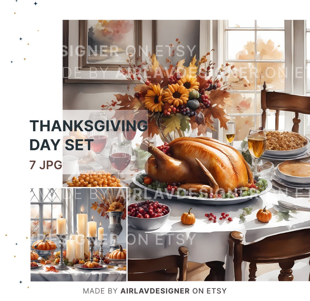 Thanksgiving Clipart Bundle 7 High Quality Jpgs Digital Download for ...
