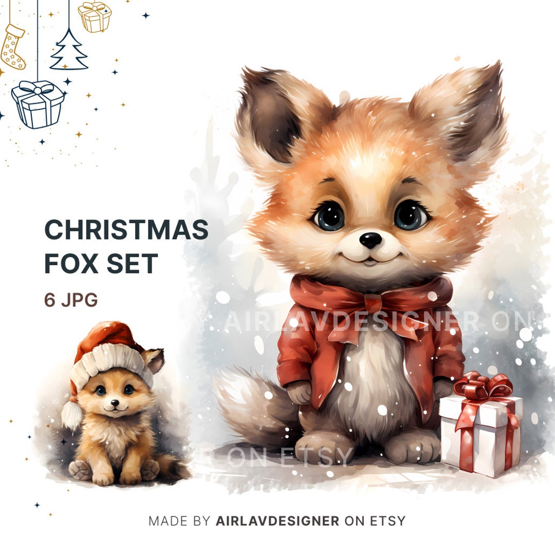 Christmas Fox Clipart Bundle 6 JPG Digital Downloads - Etsy