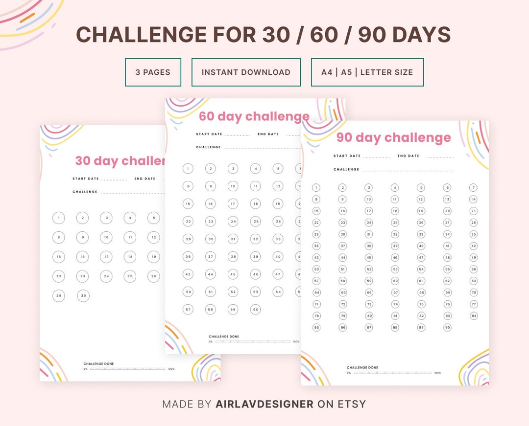30 Day Goal Setting Challenge: Printable Progress Tracker for - Etsy ...