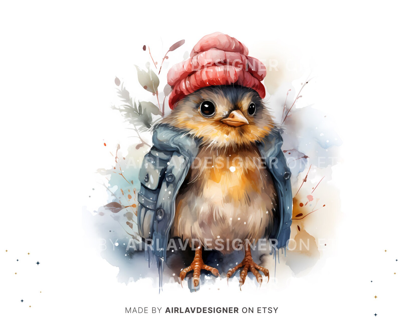 Whimsical Christmas Bird Clipart Bundle Instant Digital Download Set of ...