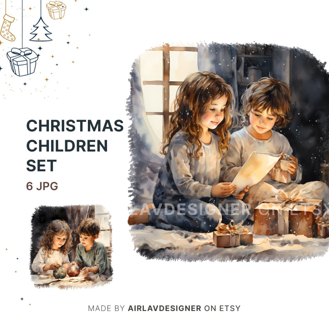 Christmas Children Clipart Collection: 6 Joyful JPG Images for Merry ...