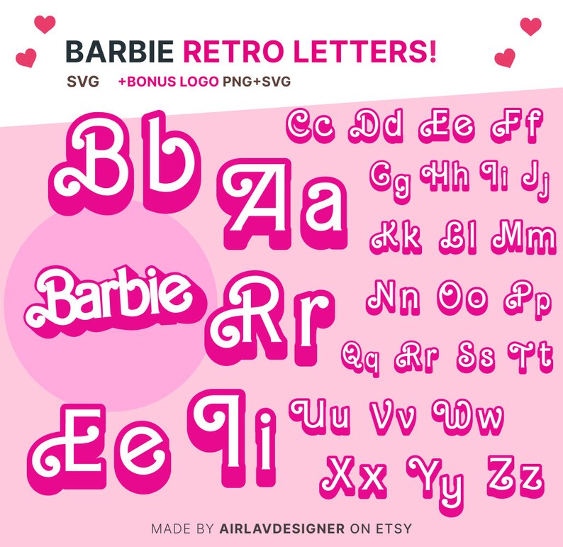 Barbie Font Retro Dolly Letters SVG Cute Princess Letters - Etsy UK