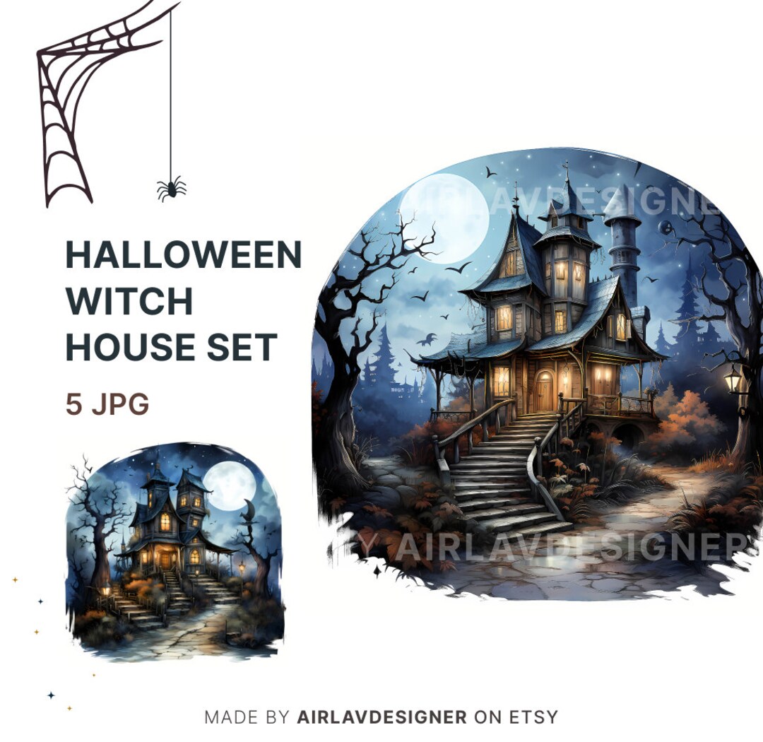 Halloween Witch Clipart Bundle 5 JPG Watercolor Clipart Digital ...