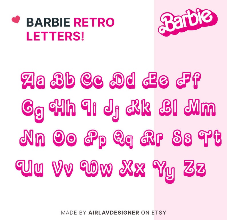 Barbie Font Retro Dolly Letters SVG Cute Princess Letters - Etsy UK