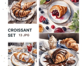 French Croissant Bread Watercolor Clip Art 4 High Quality PNG - Etsy