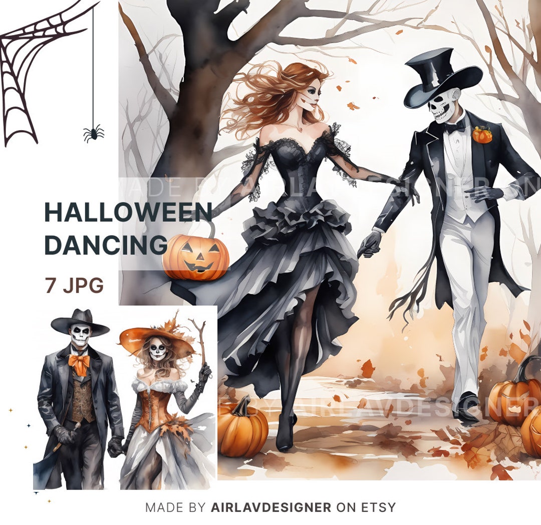 Halloween Dancing Clipart Set Perfect for Mixed Media Projects and ...