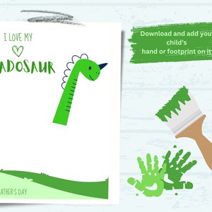 Father's Day Handprint Craft, Dinosaur Handprint Art, Printable Gift ...