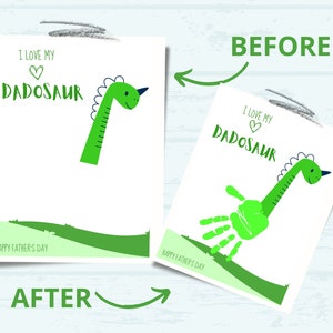 Father's Day Handprint Craft, Dinosaur Handprint Art, Printable Gift ...