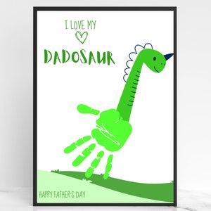 Father's Day Handprint Craft, Dinosaur Handprint Art, Printable Gift ...