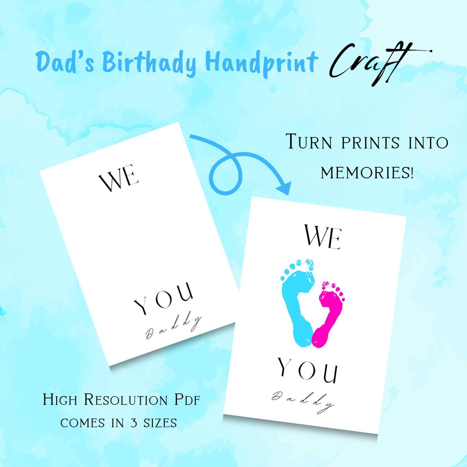 Printable Footprint Handprint Craft for Dad, We Love You Dad Birthday ...