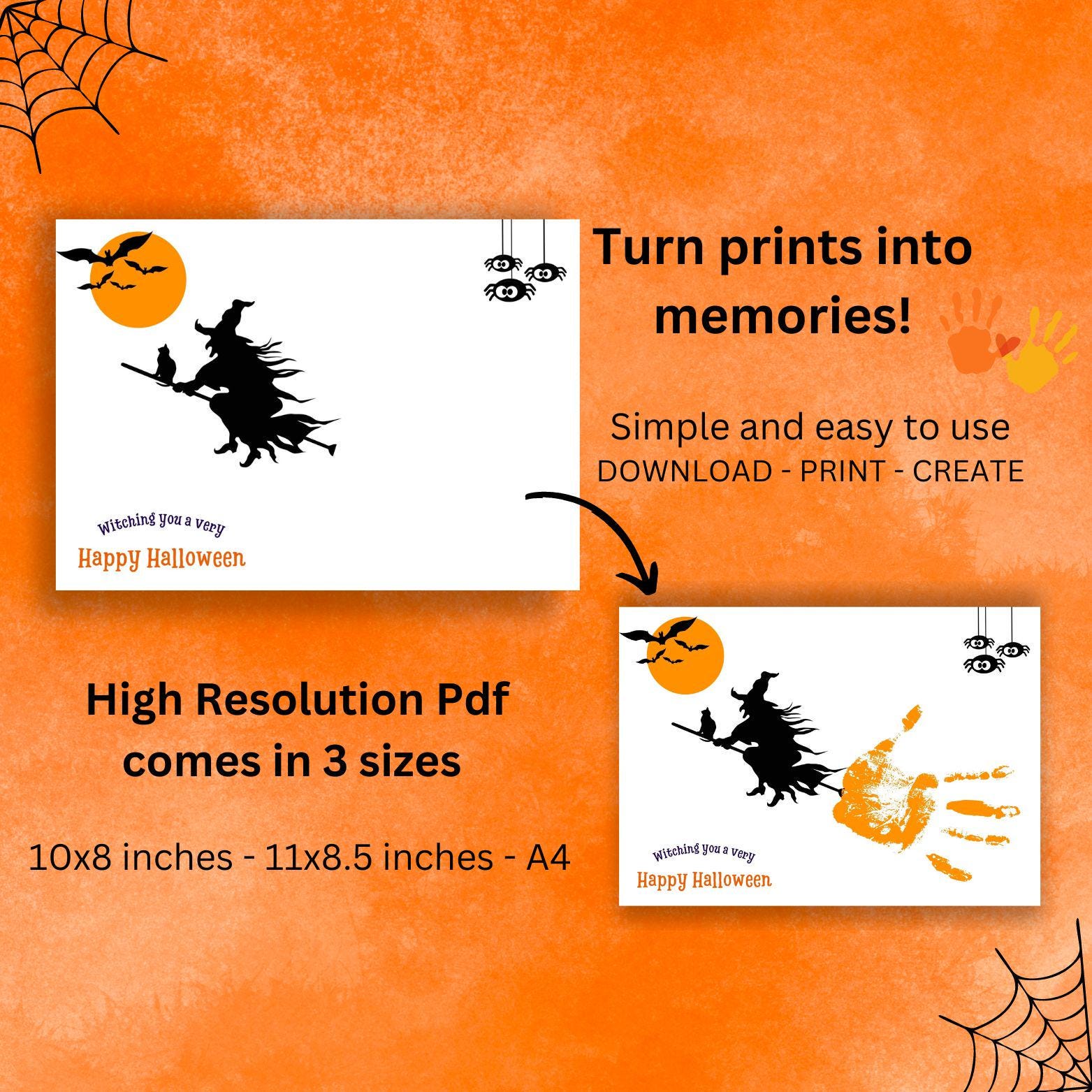 Witch Halloween Handprint Art, Witch Handprint Fall Craft, Preschool ...