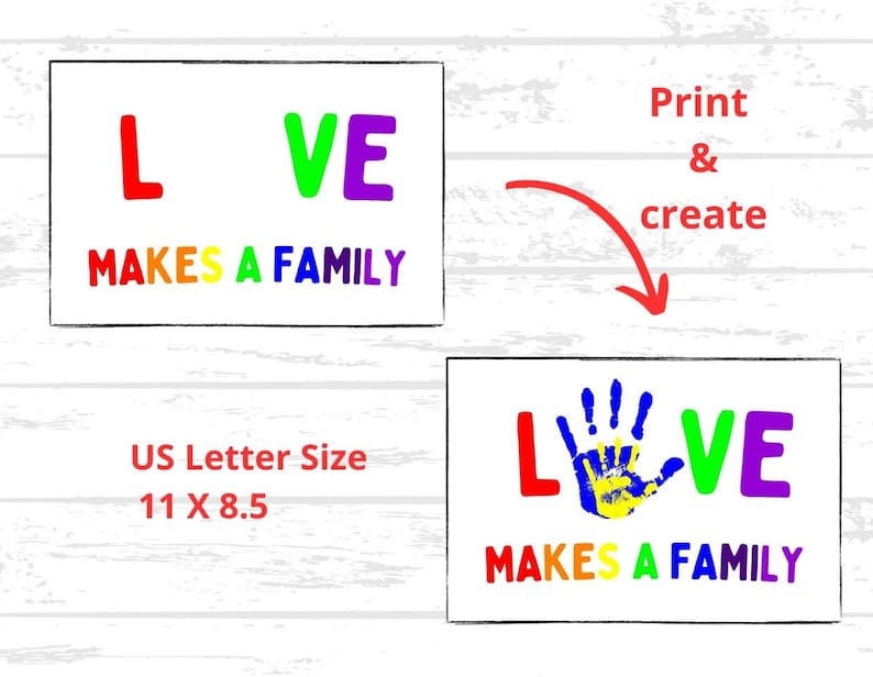 Love Makes a Family Handprint Art, LGBTQ Family Fun, LGBTQ Nursery Wall ...