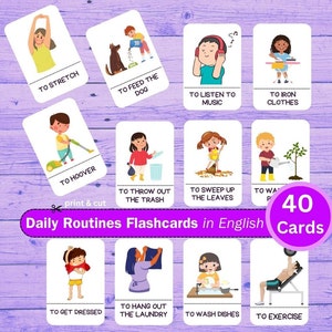 Daily Routine Flashcards, Preschool Materials, English Learning ...