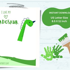 Father's Day Handprint Craft, Dinosaur Handprint Art, Printable Gift ...