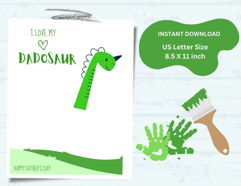 Father's Day Handprint Craft, Dinosaur Handprint Art, Printable Gift ...
